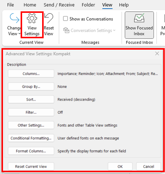 How to change Outlook view settings - IONOS How to change Outlook view settings - IONOS