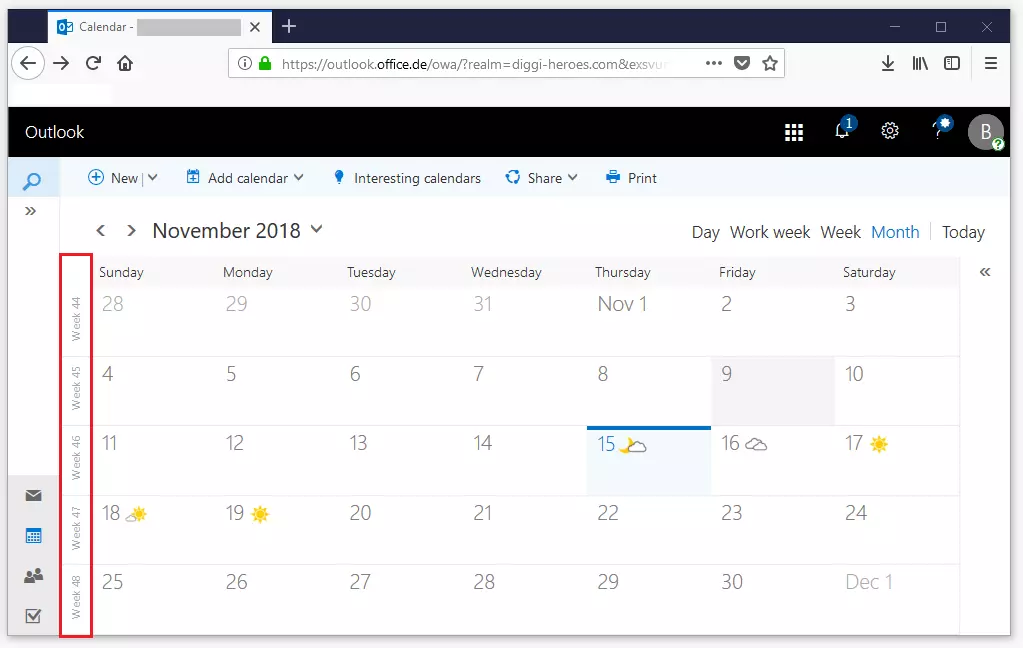 Display calendar week in Outlook - IONOS