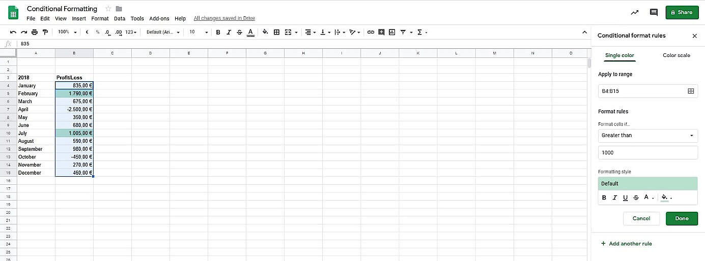 Google Sheets: how to use conditional formatting - IONOS