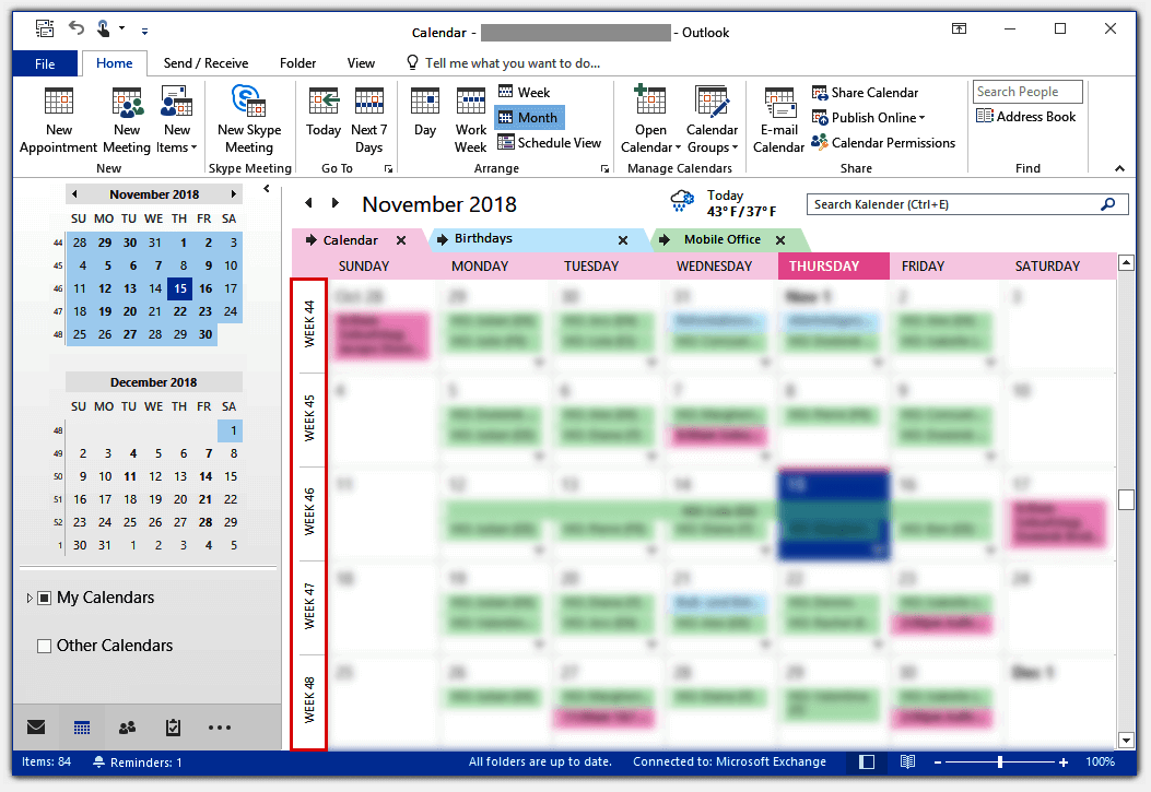 Display calendar week in Outlook - IONOS