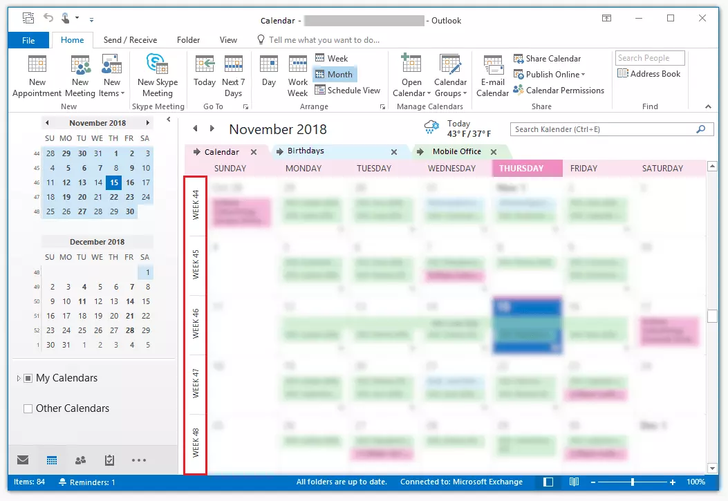 Display calendar week in Outlook - IONOS