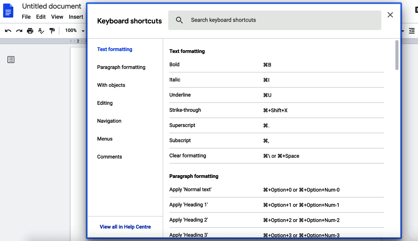 Google Docs shortcuts: keyboard shortcuts for Windows and macOS - IONOS