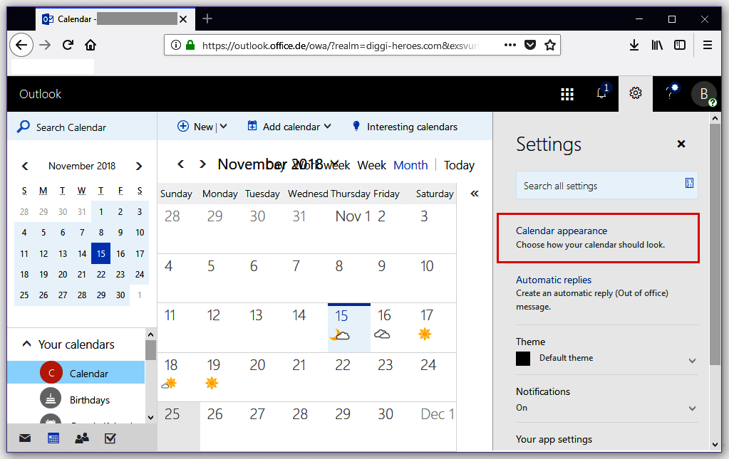 Display calendar week in Outlook - IONOS
