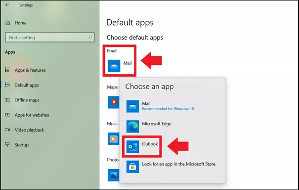 Set Outlook as default mail client - IONOS