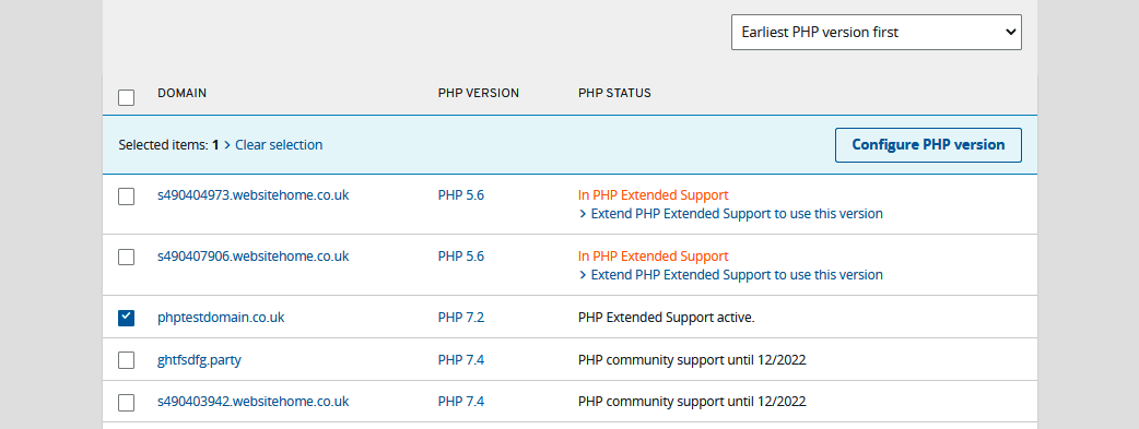 Update your PHP version and cancel PHP Extended Support - IONOS