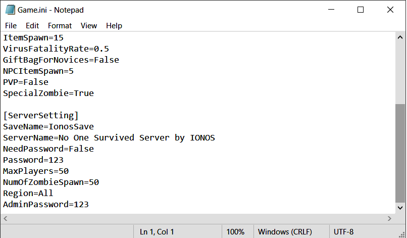How to set up a No One Survived server - IONOS