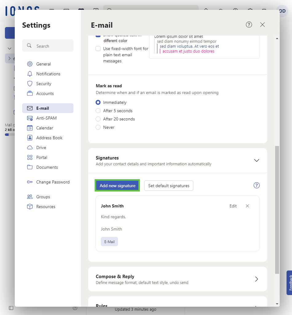 Creating signatures in IONOS webmail - IONOS Help Creating signatures in IONOS webmail - IONOS Help