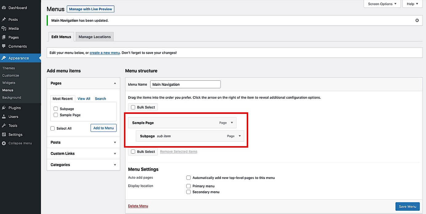 Como criar menu WordPress em um site - IONOS